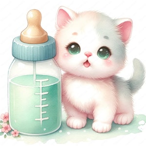 Kitten With Baby Bottle Clipart 10 High-quality Images - Etsy
