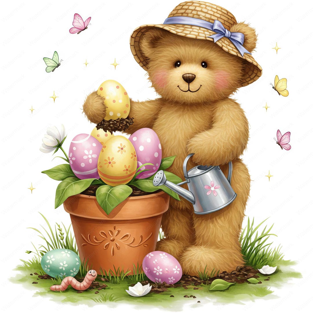 Teddy Bear Clipart | Easter Watercolor PNG Bundle | 10 High Quality ...