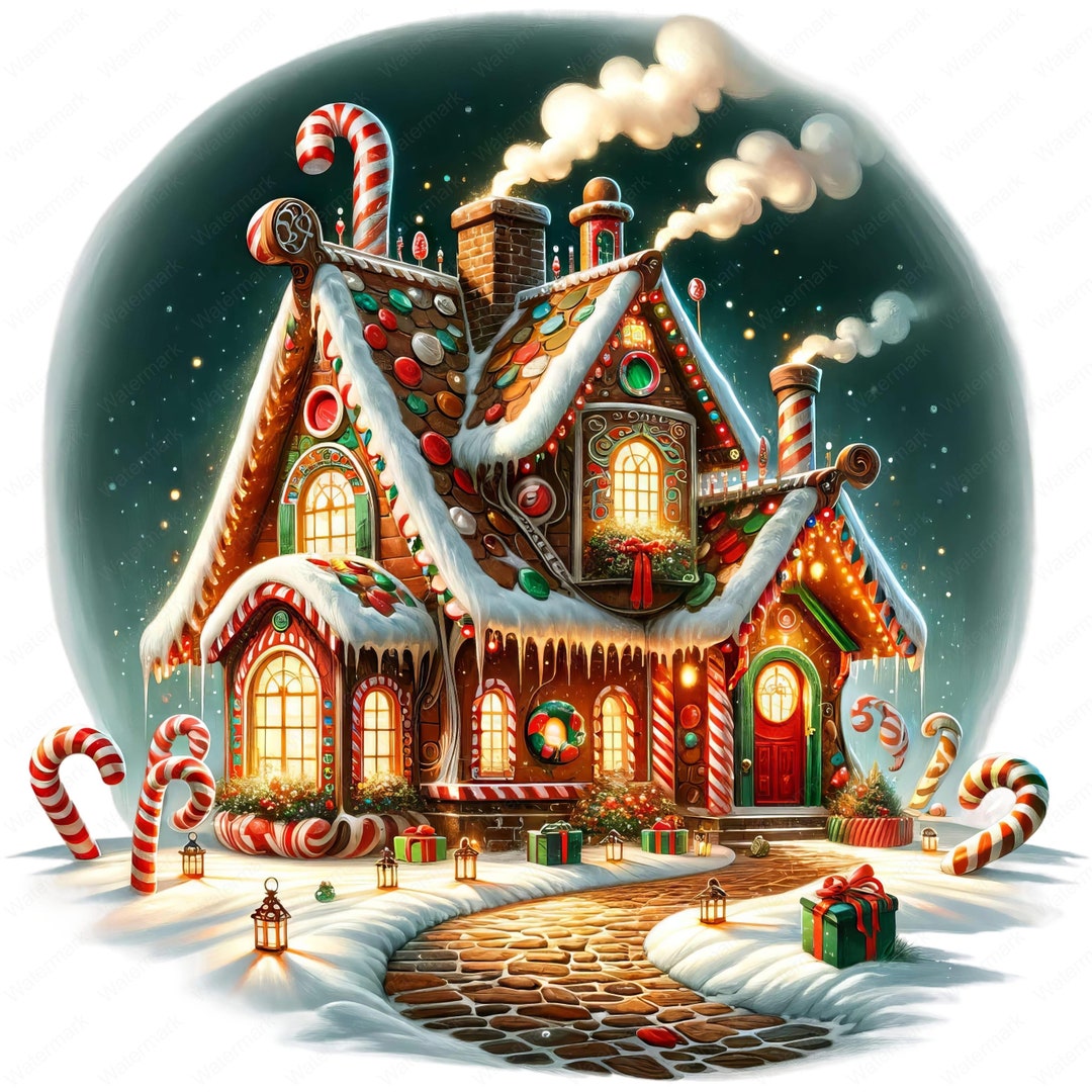 Santa House Christmas Clipart: Festive Designs (digital Download) - Etsy