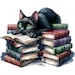 Library Cat Clipart | 10 High-quality Designs | Bookworm Cat ...