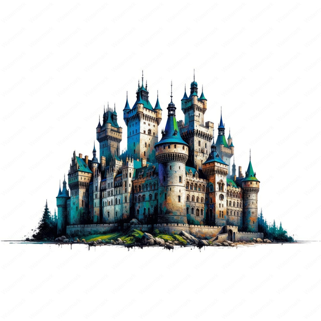 Medieval Castle Clipart Majestic Medieval Castle Clipart Bundle 10 High ...