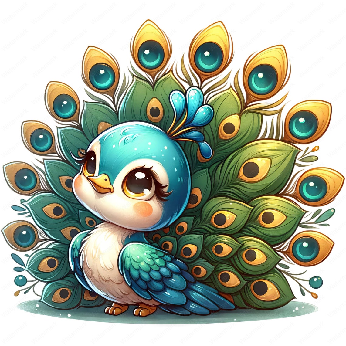 Clipart paon mignon | Adorable lot de cliparts paon | 10 modèles de ...
