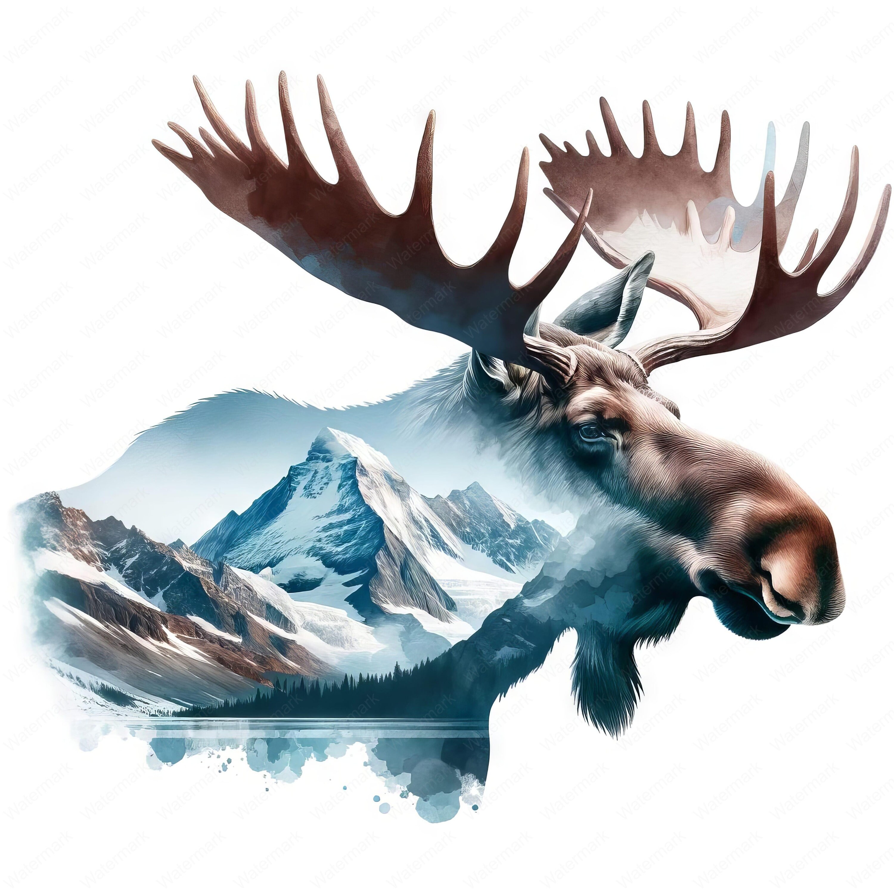 Majestic Moose Clipart Bundle: Wildlife Art Printables (digital ...