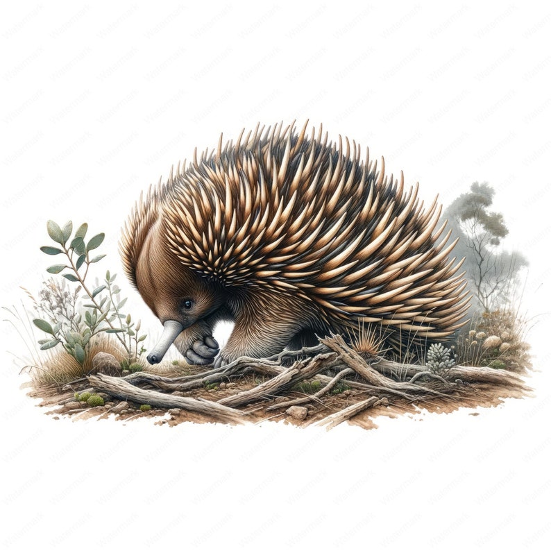 Echidna Clipart Bundle | Realistic Wildlife Art, Commercial Use ...