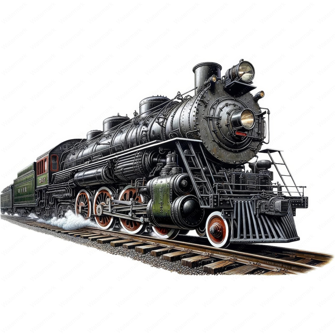 Vintage Train Clipart | 10 High-quality Designs | Retro Railroad Art ...