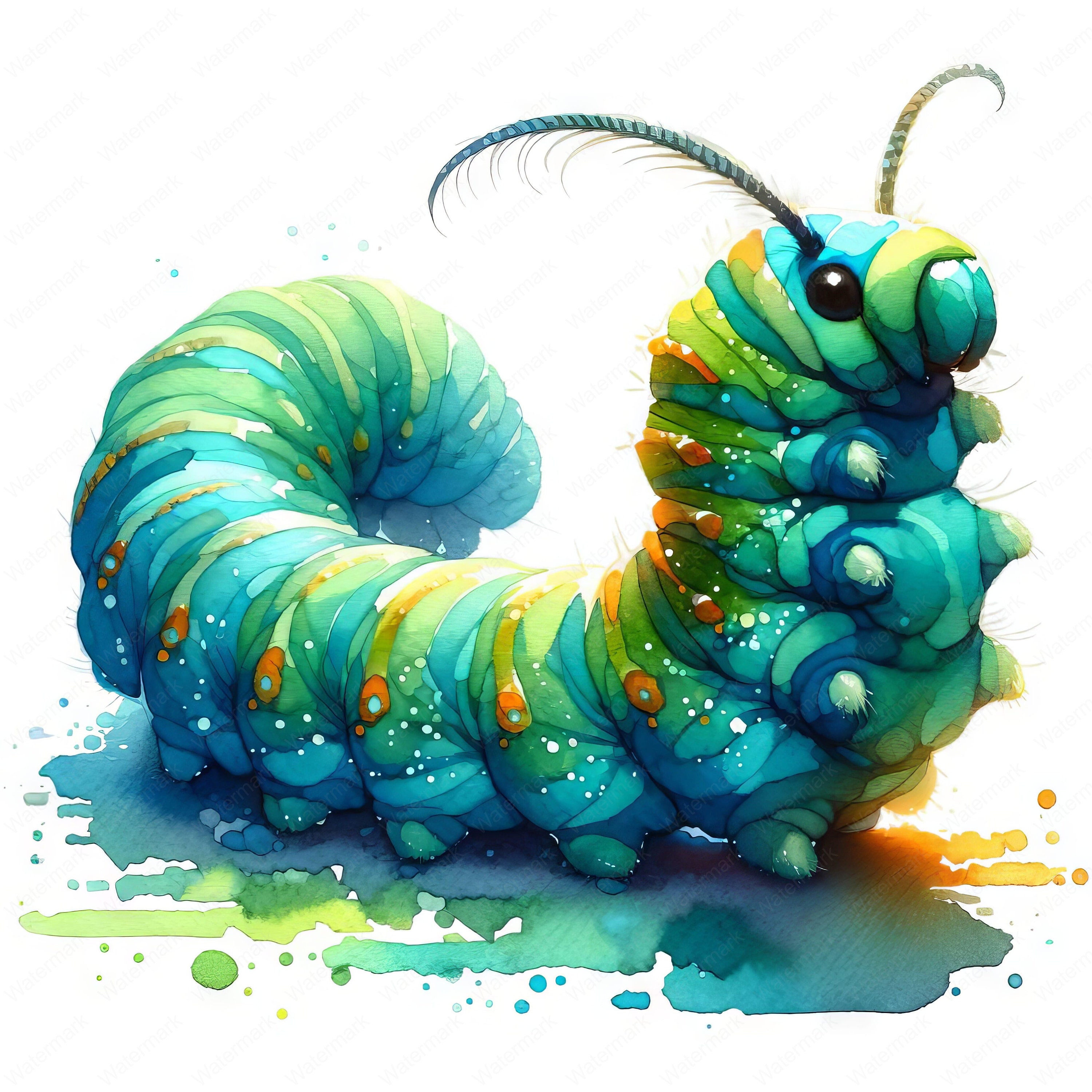 Watercolor Caterpillar Clipart Bundle: Insect Art Printables (digital ...