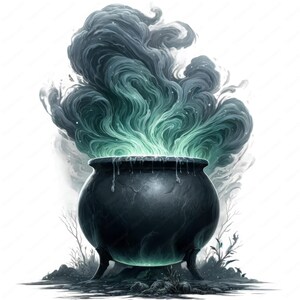 Spooky Cauldron Clipart Bundle: Halloween Art, Commercial Use (digital ...