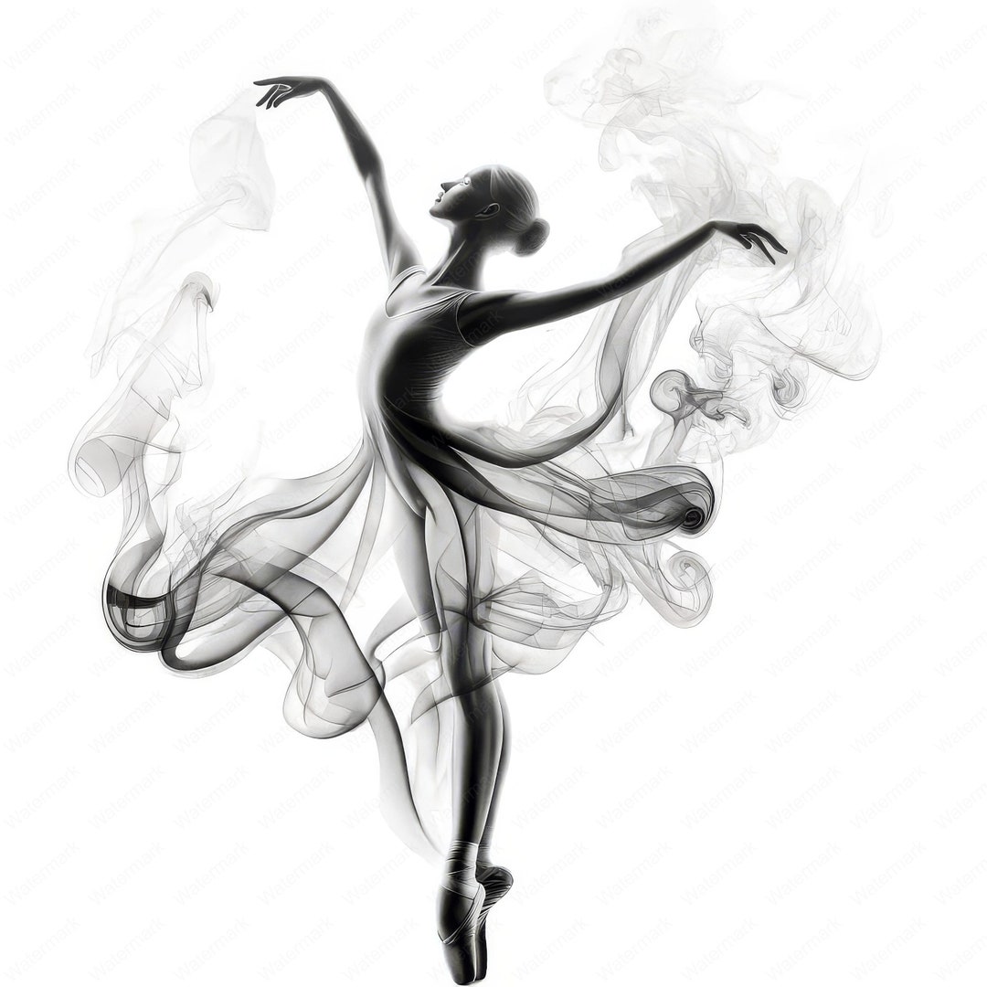 Smoke Ballet Dancer Clipart | Black & White Art (digital Download) - Etsy