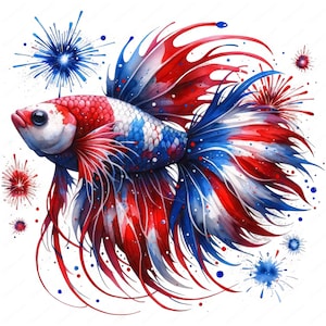 Patriotic Fish Clipart | USA Flag Fish Clipart Bundle | 10 High-quality ...
