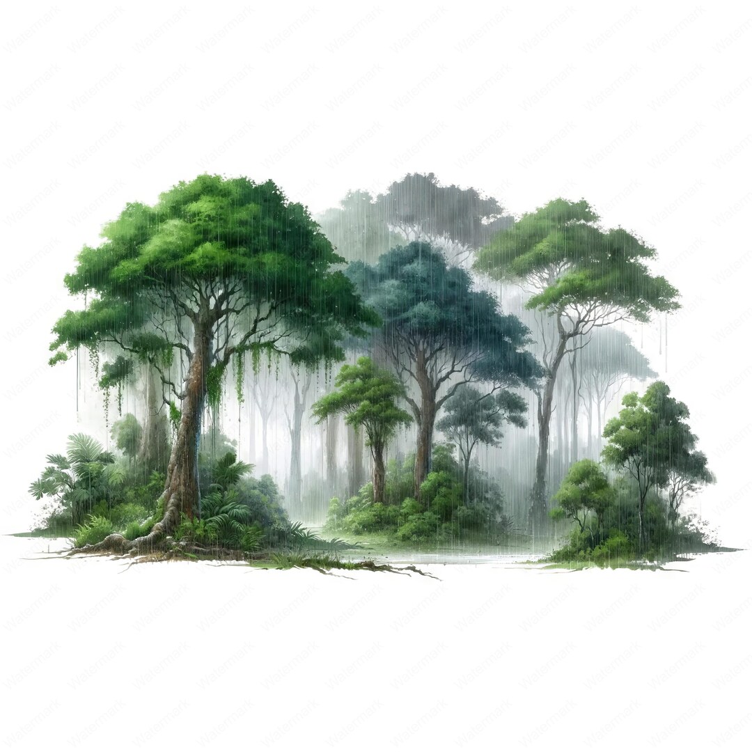 Lush Rainforest Clipart Bundle | Jungle Art Printables (digital ...