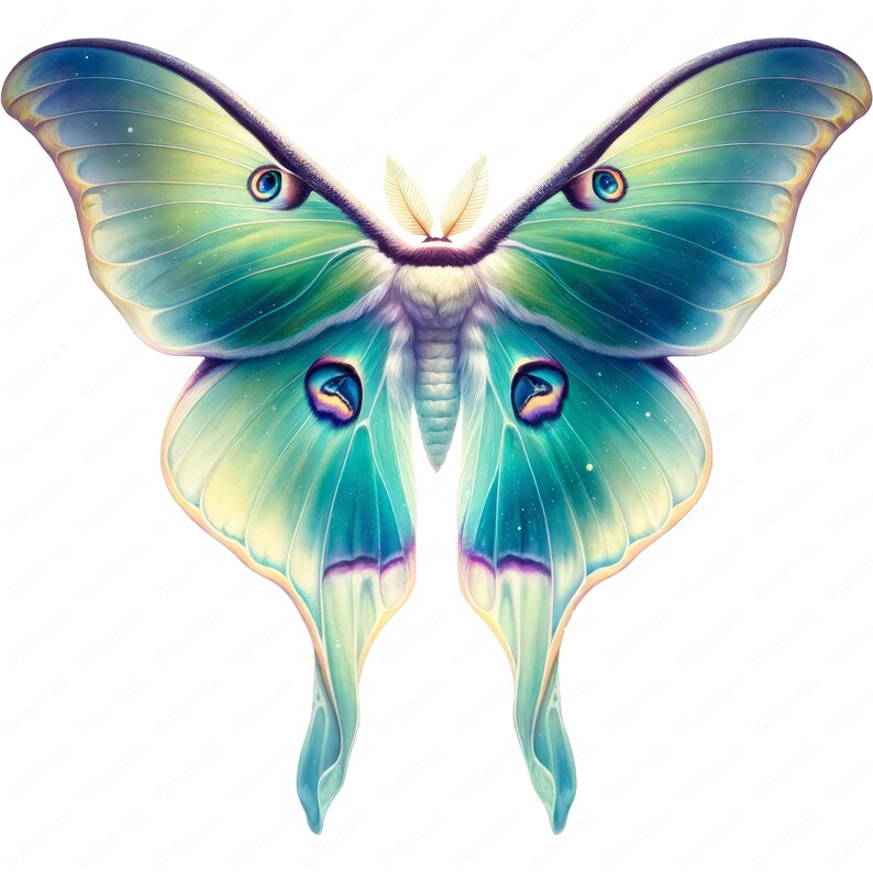 Elegant Luna Moth Clipart Bundle | Commercial Butterfly Art (digital ...