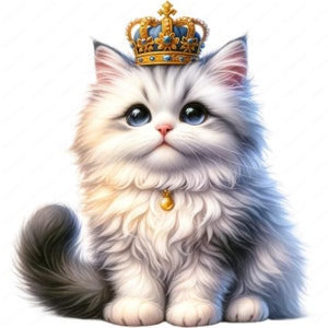 Cute Cat King Clipart | Funny Cat King Clipart Bundle | 10 High-quality ...