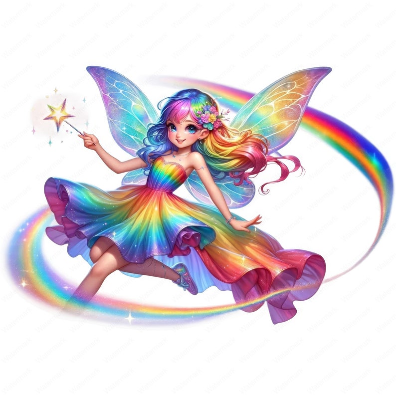 Rainbow Fairy Clipart | High-quality PNG JPG Designs (digital Download ...