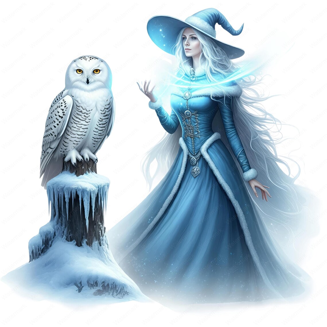 Snow Witch Clipart | Frosty Magic PNG Bundle | 10 High Quality Designs ...