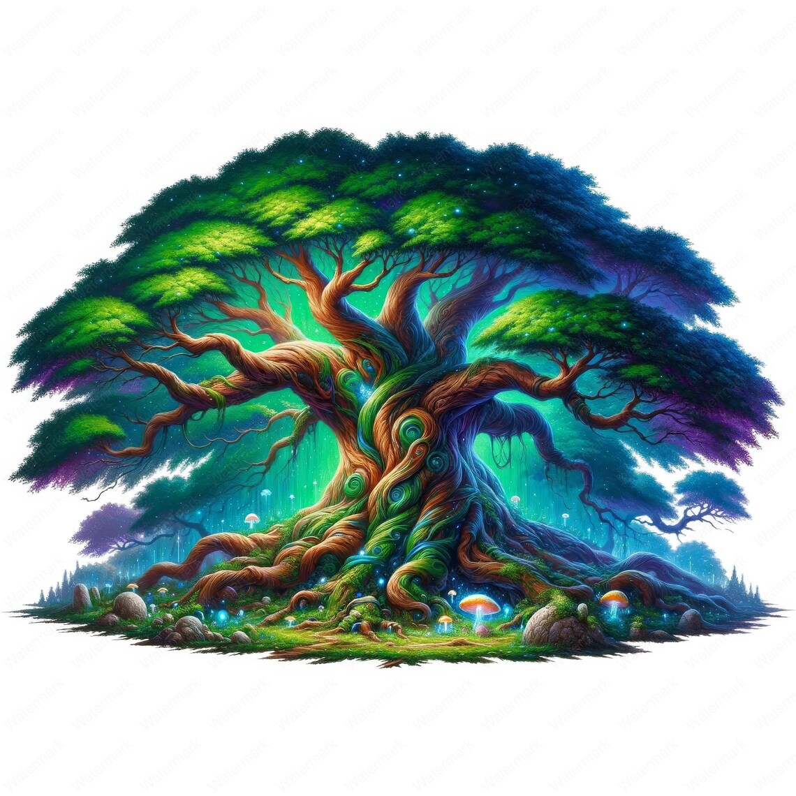 Enchanted Magic Tree Clipart Bundle: Fantasy Art Printables (digital ...