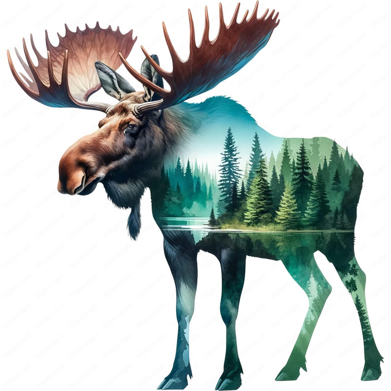 Majestic Moose Clipart Bundle: Wildlife Art Printables (digital ...