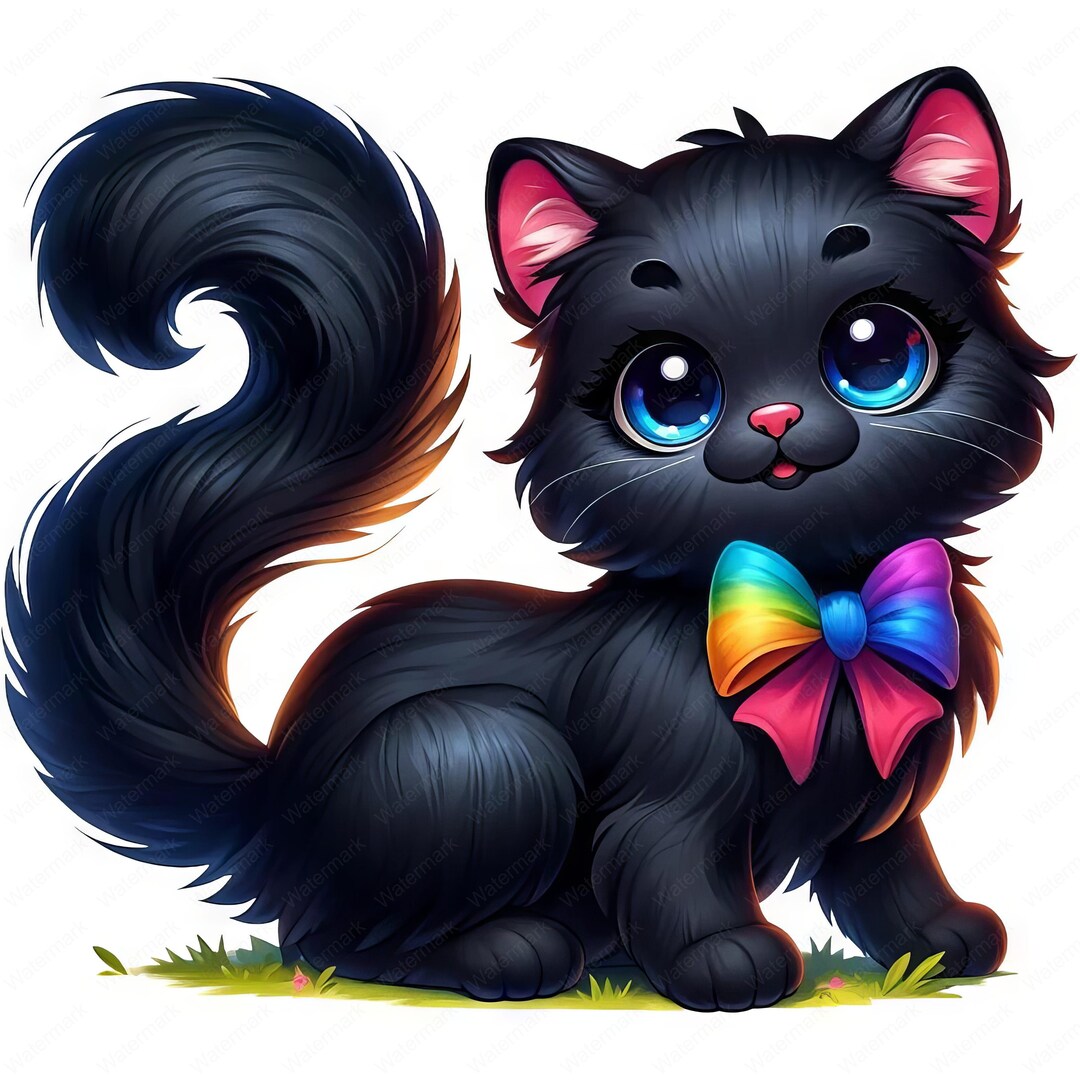 Cute Black Cat Clipart | Adorable Black Cat Clipart Bundle | 10 High ...