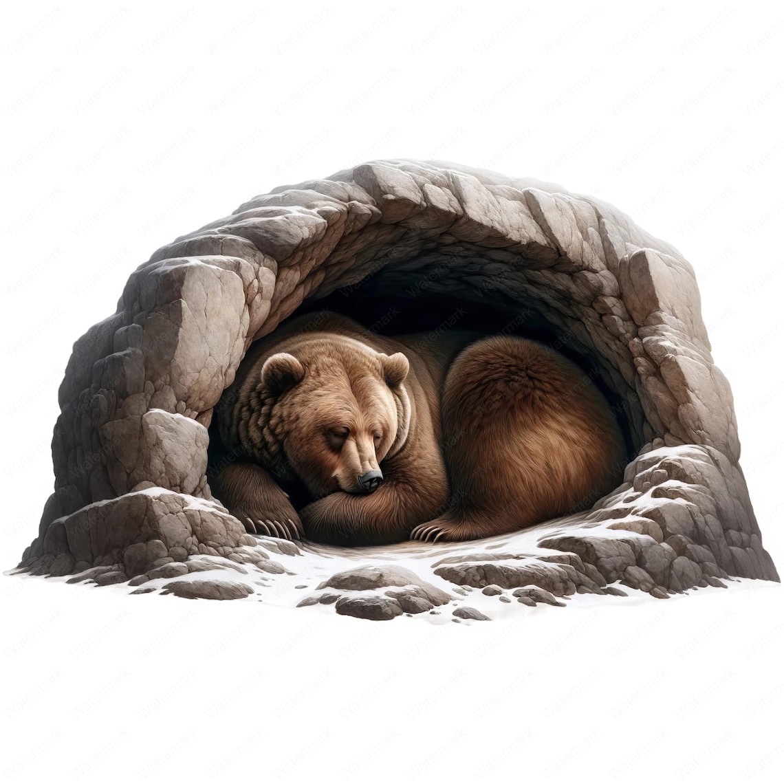 Hibernating Bear Clipart Bundle: Cozy Winter Animal Art (digital ...