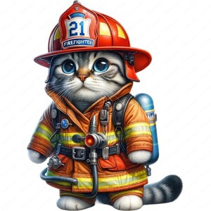 Cat Firefighter Clipart | Brave Cat Firefighter Clipart Bundle | 10 ...