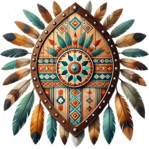 Native American Shield Clipart: Tribal Art Designs (digital Download ...