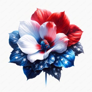 4th of July Flower Clipart | Patriotic Flower Clipart Bundle | 10 High ...
