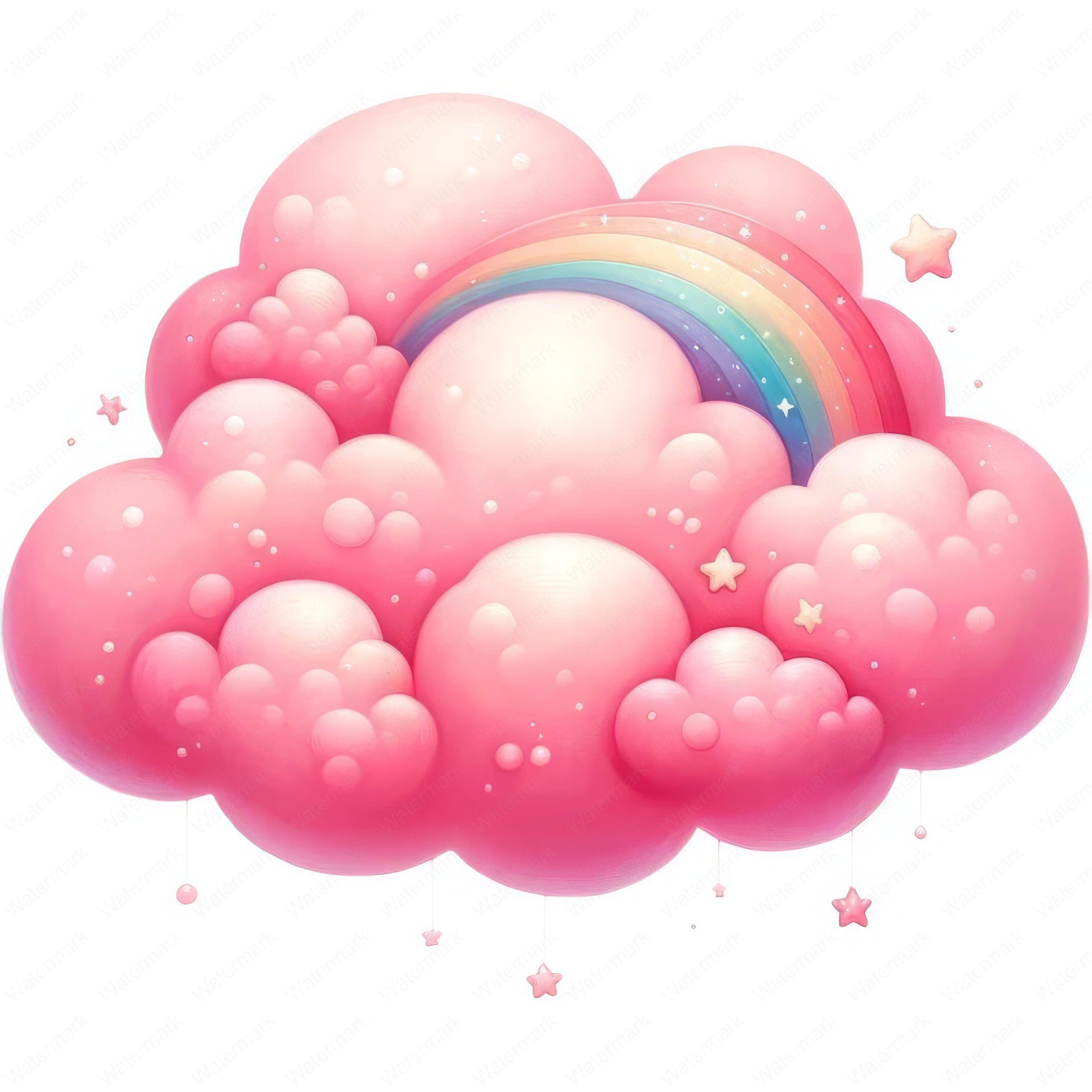 Pink Cloud Clipart: Dreamy Starry Sky Designs (digital Download) - Etsy
