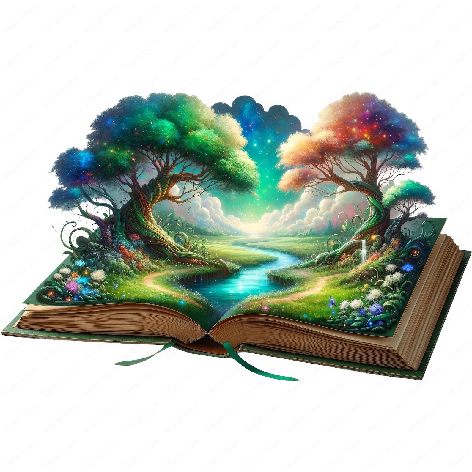 Magical Open Book Clipart: Fantasy Landscape Art (digital Download) - Etsy