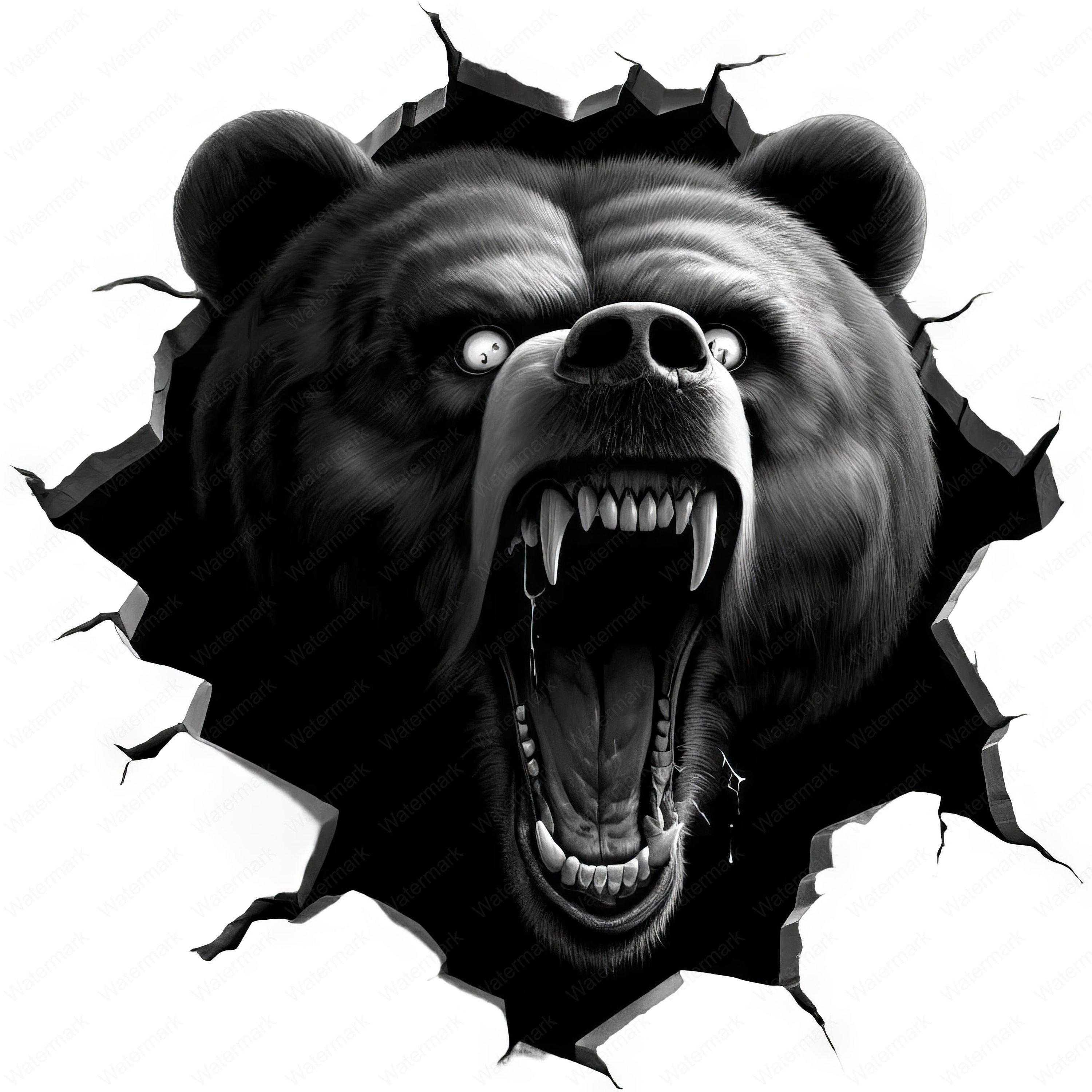 Terrifying Bear Clipart Bundle: Wildlife Art Printables (digital ...
