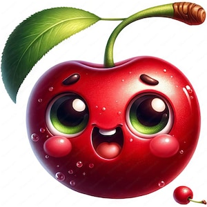 Cute Cherry Clipart | Adorable Cute Cherry Clipart Bundle | 10 High ...