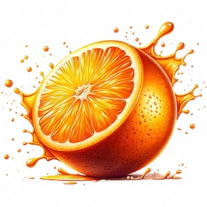 Orange Clipart | Juicy Orange Clipart Bundle With Splash Effect | 10 ...