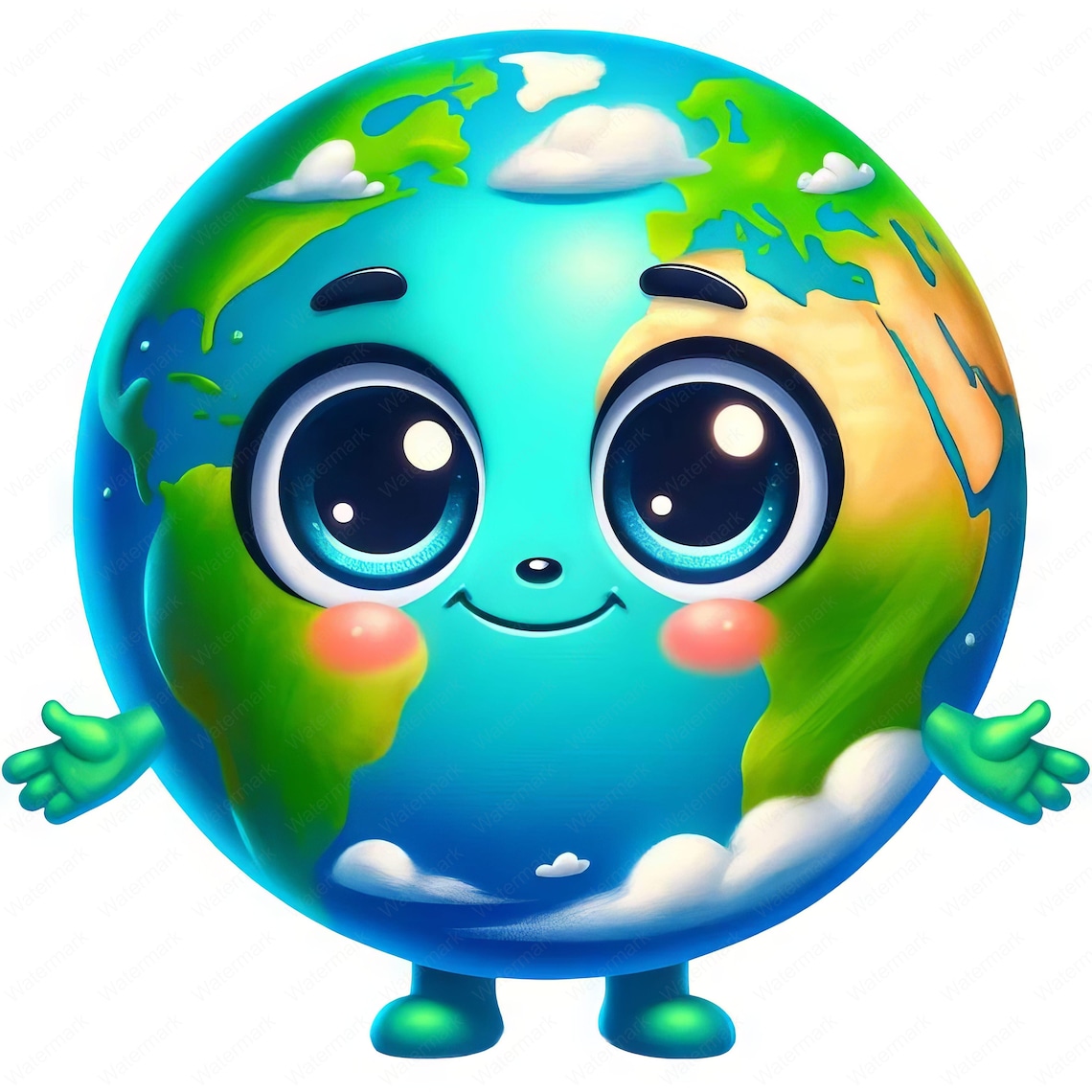 Smiling Earth Clipart Bundle: Whimsical Kids' Room Art (digital ...