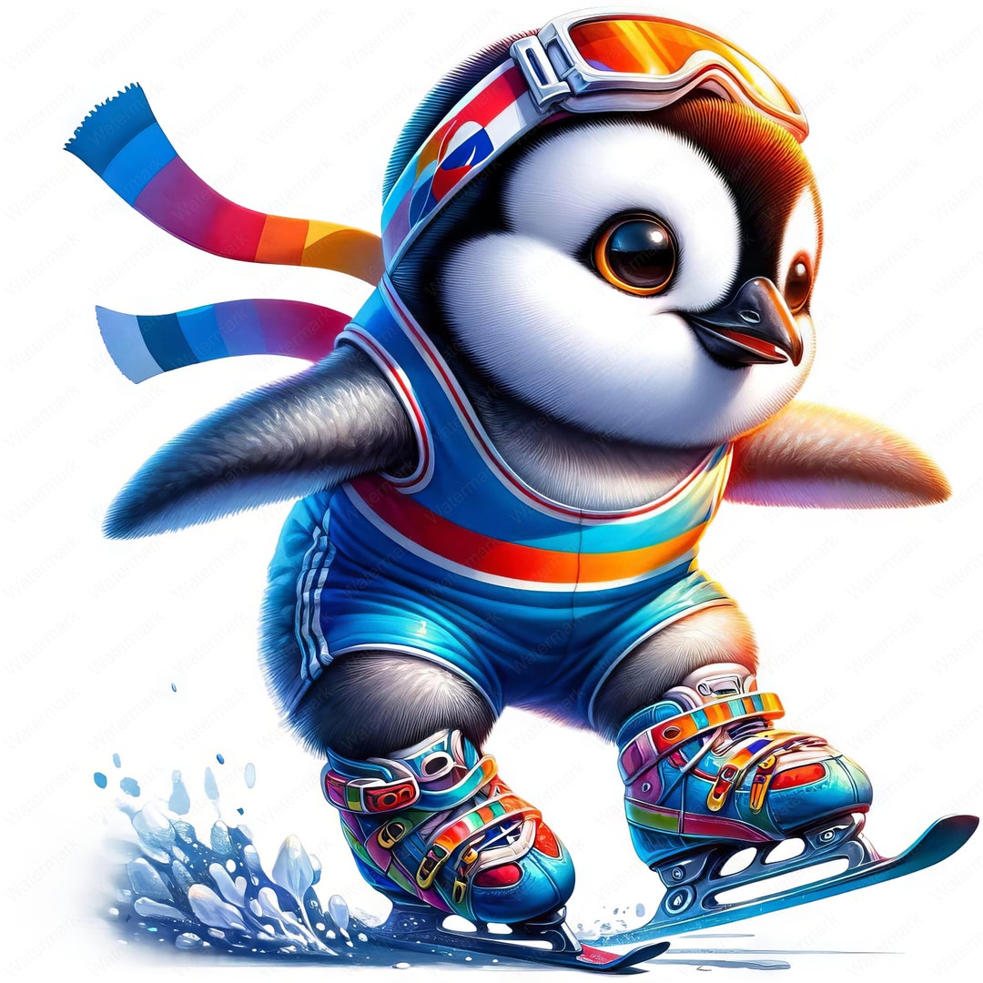Skiing Penguin Clipart | Winter Sports Penguin Clipart Bundle | 10 High ...
