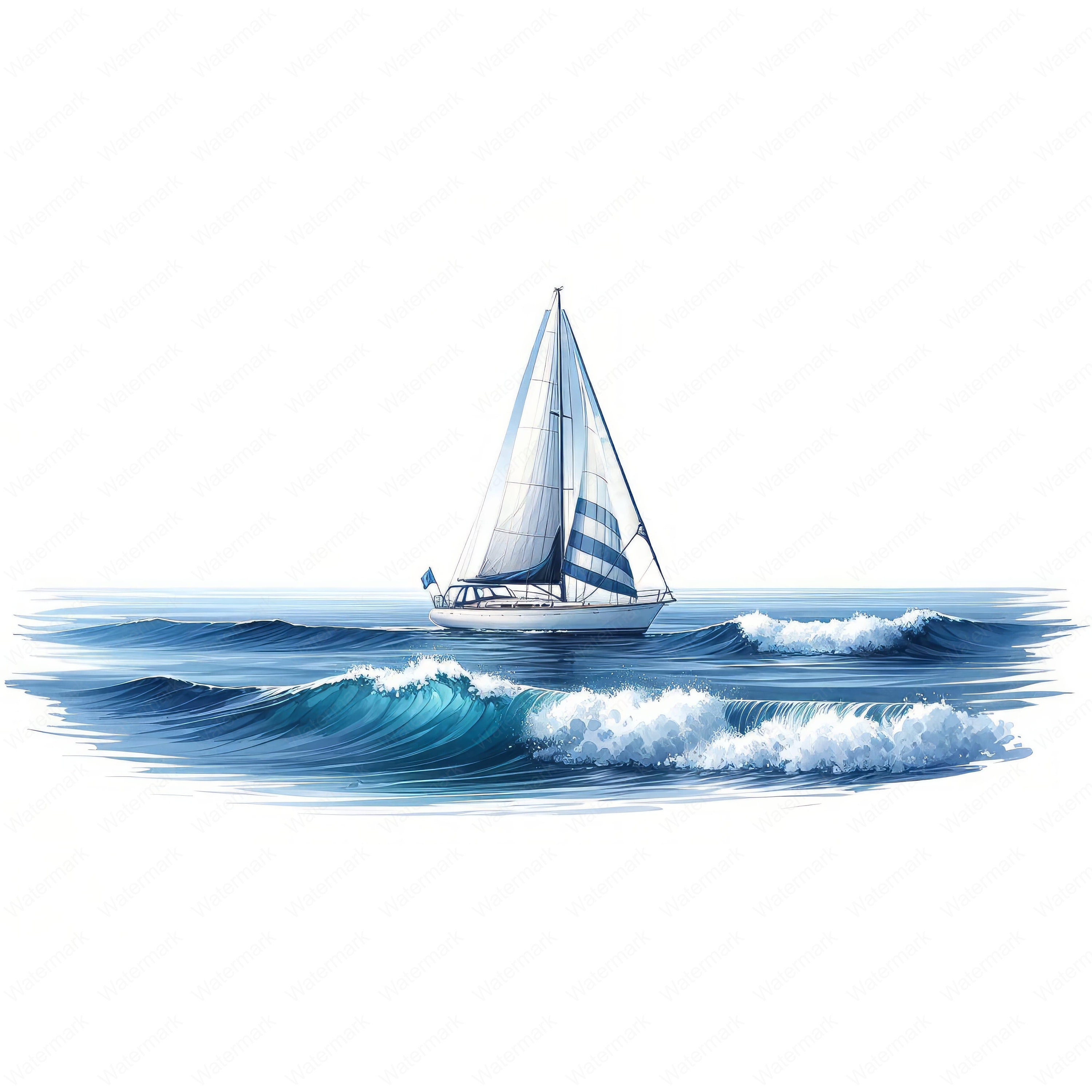 Sailboat Clipart Bundle: Nautical Ocean Art (digital Download) - Etsy