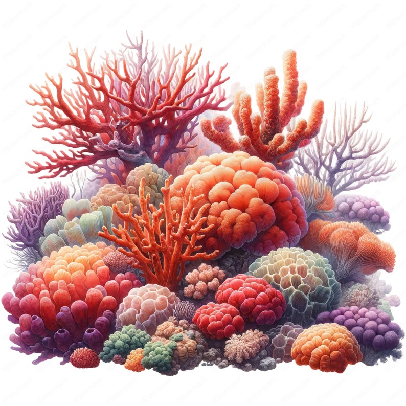 Coral Reef Clipart: Ocean Wall Art, Paper Crafts (digital Download) - Etsy