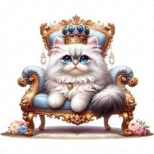 Cute Cat King Clipart | Funny Cat King Clipart Bundle | 10 High-quality ...