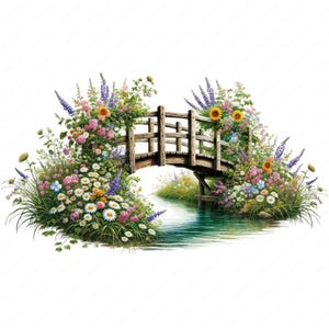 Floral Bridge Clipart: Garden Art Designs (digital Download) - Etsy