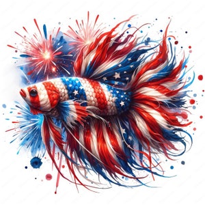 Patriotic Fish Clipart | USA Flag Fish Clipart Bundle | 10 High-quality ...