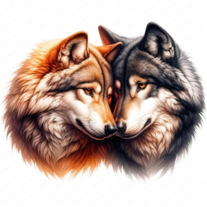 Wolf Couple Clipart | Majestic Wolf Couple Clipart Bundle | 10 High ...