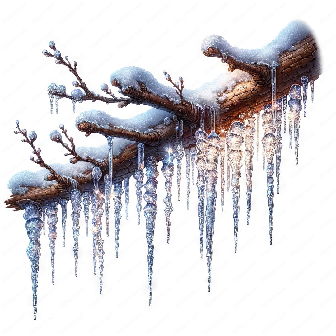 Icicles on Branch Clipart Icicle Clipart Bundle 10 High-quality Images ...