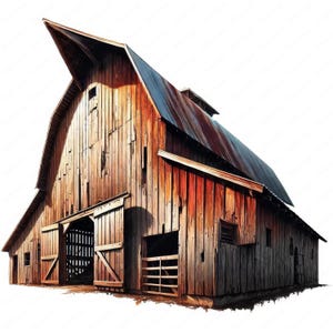 Rustic Barn Clipart | Vintage Farm Clipart Bundle | 10 High-quality Designs | Country Art ...