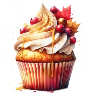 Thanksgiving Cupcake Clipart: Festive Autumn Designs (digital Download ...