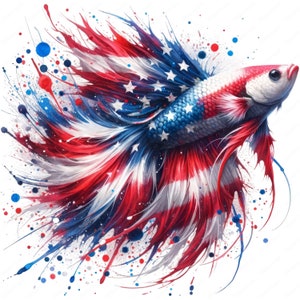 Patriotic Fish Clipart | USA Flag Fish Clipart Bundle | 10 High-quality ...