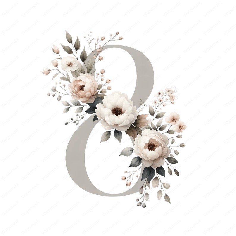 Elegant Floral Numbers Clipart | 10 High-quality PNG | Invitation ...