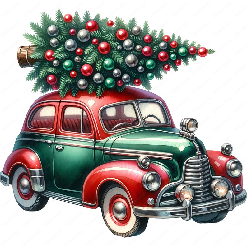Retro Christmas Clipart Bundle: 10 Vintage Holiday Designs (digital ...