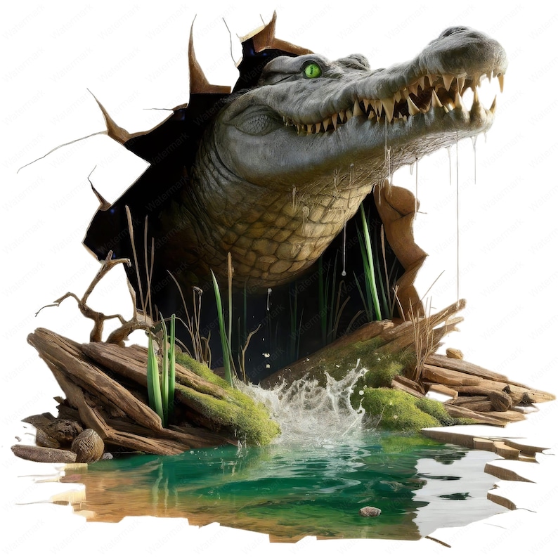 Lifelike Crocodile Clipart Bundle: Reptile Art Printables (digital ...