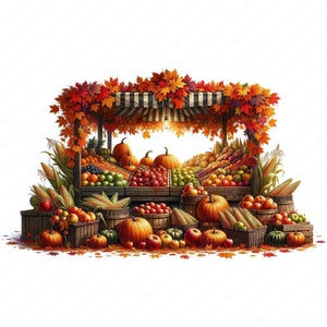 Fall Market Stall Clipart | Cozy Fall Market Stall Clipart Bundle | 10 ...