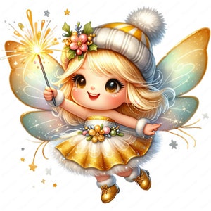 New Year Fairy Clipart Bundle: Festive Season Designs (digital Download ...