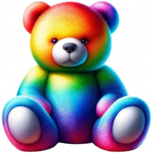 Rainbow Teddy Bear Clipart | 10 High-quality Designs | Colorful Bear ...