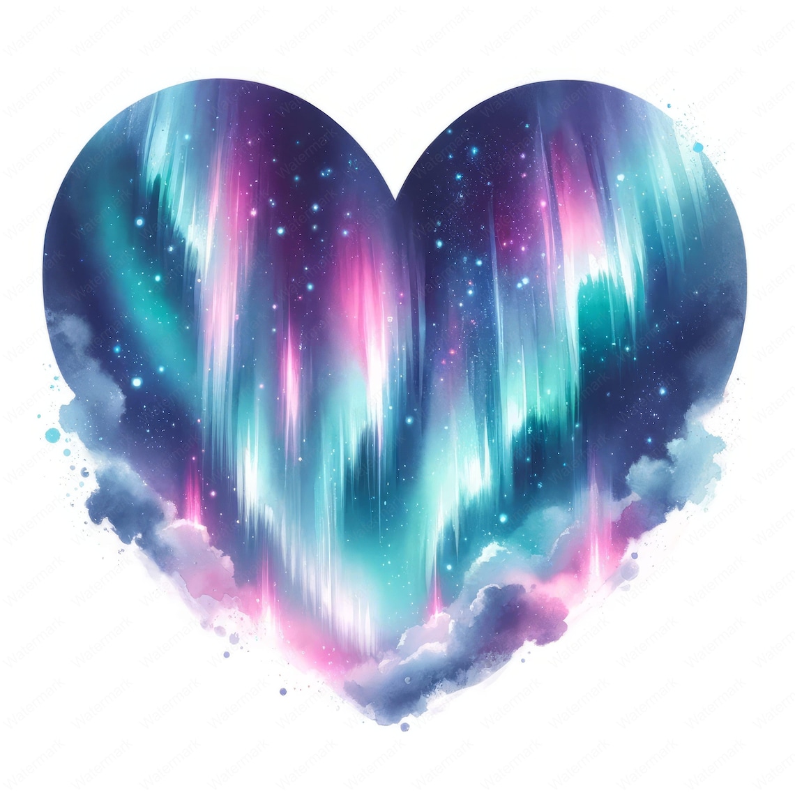 Aurora Heart Clipart: Northern Lights Design (digital Download) - Etsy