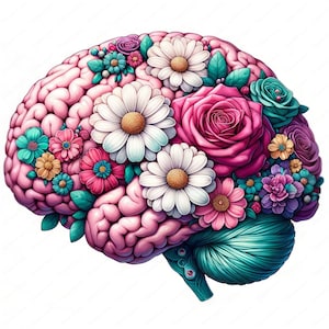 Floral Brain Clipart | Clipart Bundle | 10 High-quality Designs | Wall ...
